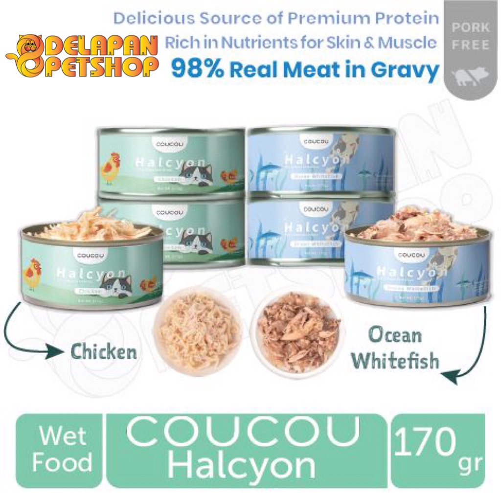 Jual COUCOU Halcyon Wet Food Can 170g / All Stages / Makanan Kucing ...