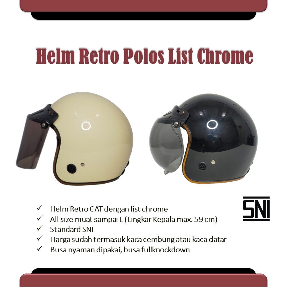 Jual Helm Retro Polos List Chrome | Shopee Indonesia