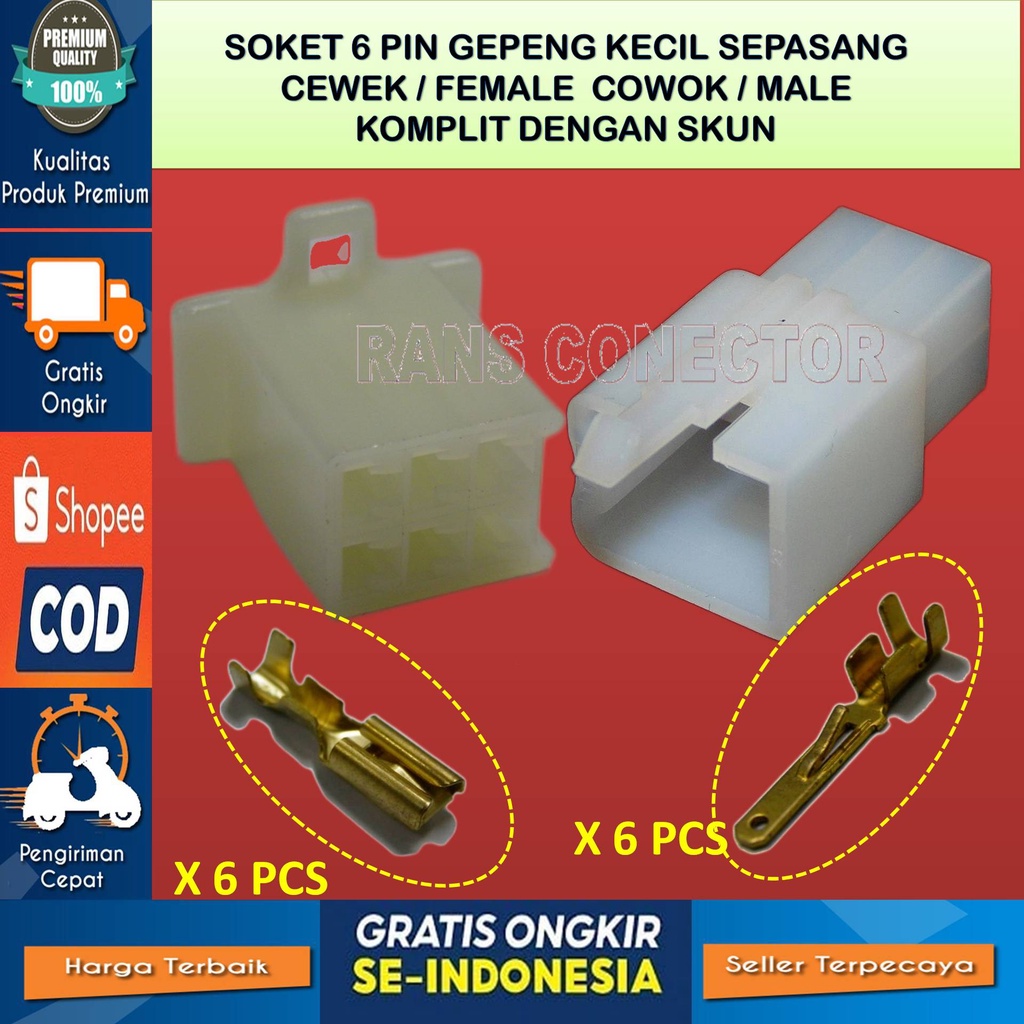 Jual SOKET 6 PIN SOKET KONEKTOR SOCKET CONNECTOR KABEL GEPENG ...