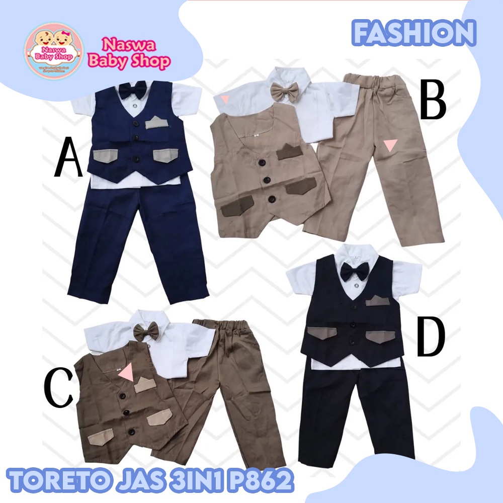 Jual Toreto Setelan Jas Rompi Fashion Anak Cowok 3in1 P862 | Shopee ...