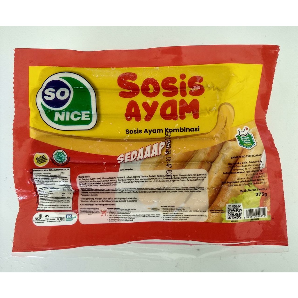 Jual Chicken Sosis So Nice / Sosis Ayam 375gr | Shopee Indonesia