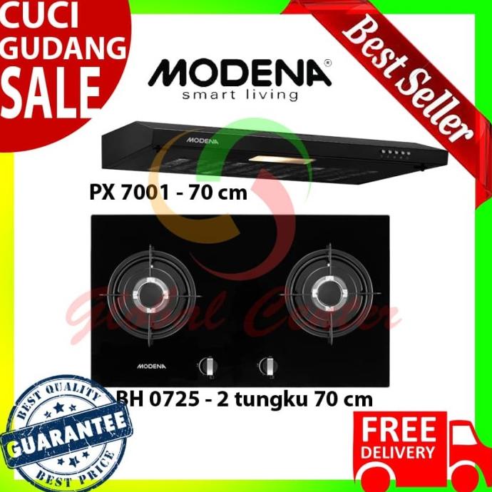 Jual Paket Kompor Tanam Gas Modena 2 Tungku BH 0725 dan Cooker Hood PX ...