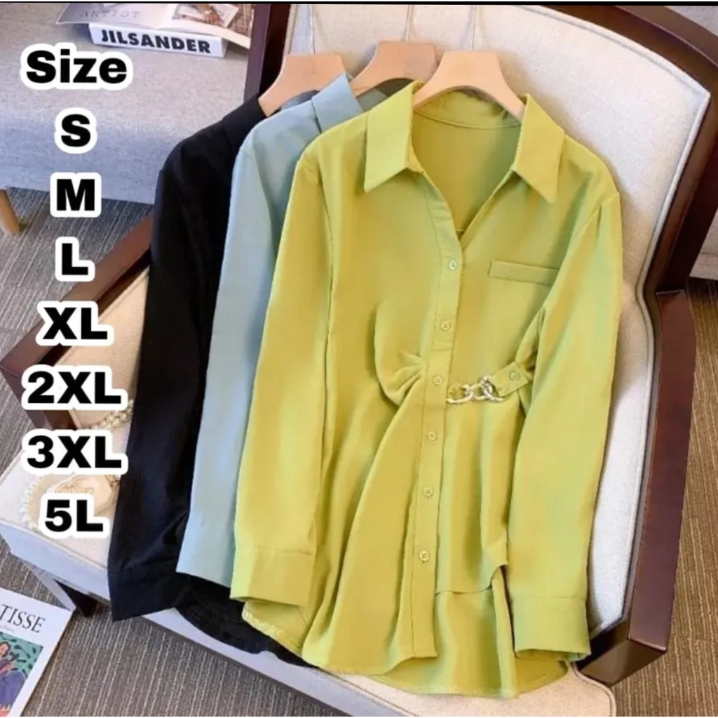 Jual Premium Series GINA Kemeja Wanita Size S M L XL 2XL 3XL 4L 5L Kemeja Basic Jumbo Atasan Big ...