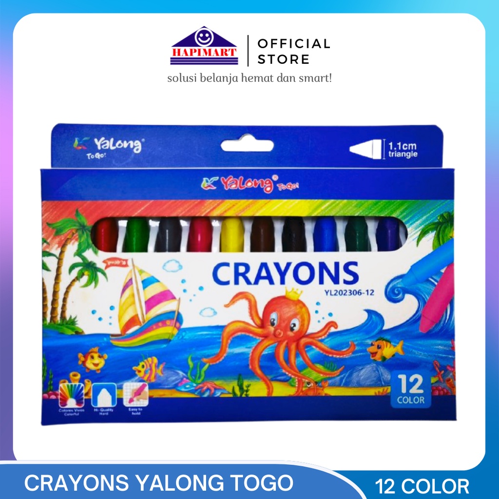 Jual Crayon Set Yalong 1.1cm School Quality Krayon 12 Warna Ukuran ...