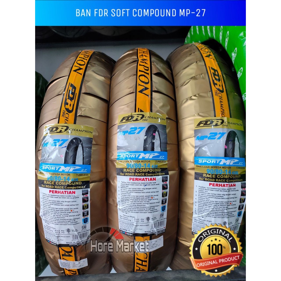 Jual BAN TUBELESS FDR SOFT COMPOUND RING 14 MP 27 90/80 VARIO BEAT MIO ...