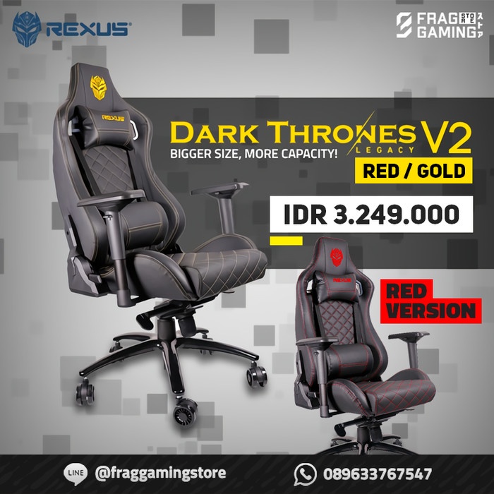 Jual Kursi Rexus Dark Thrones Legacy Dt1 / Dt-1 V2 Gold Gaming Chair ...