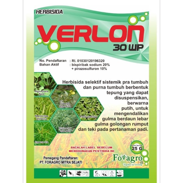 Jual Herbisida VERLON 30WP 25Gr Bahan aktif : bispiribac sodium 20% ...