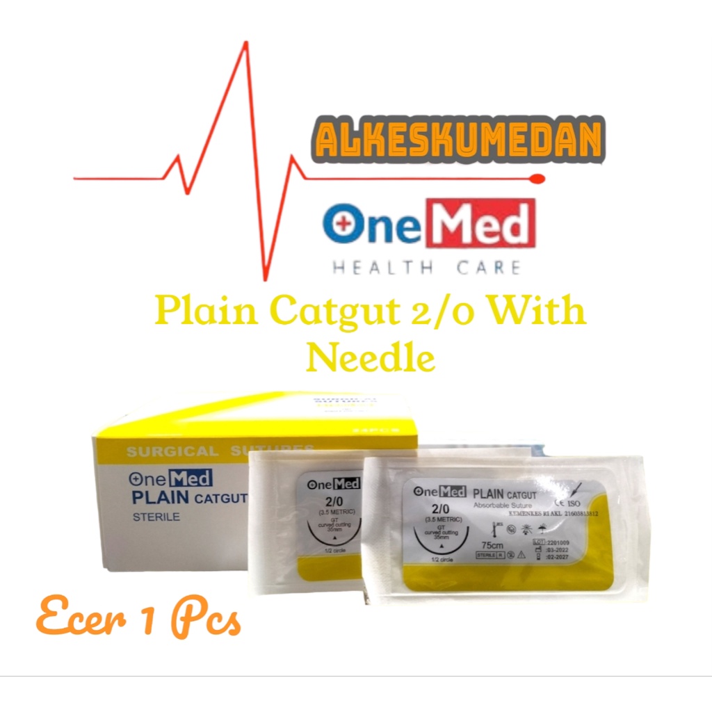 Jual CATGUT PLAIN 2/0 + NEEDLE ONEMED PCS | Shopee Indonesia