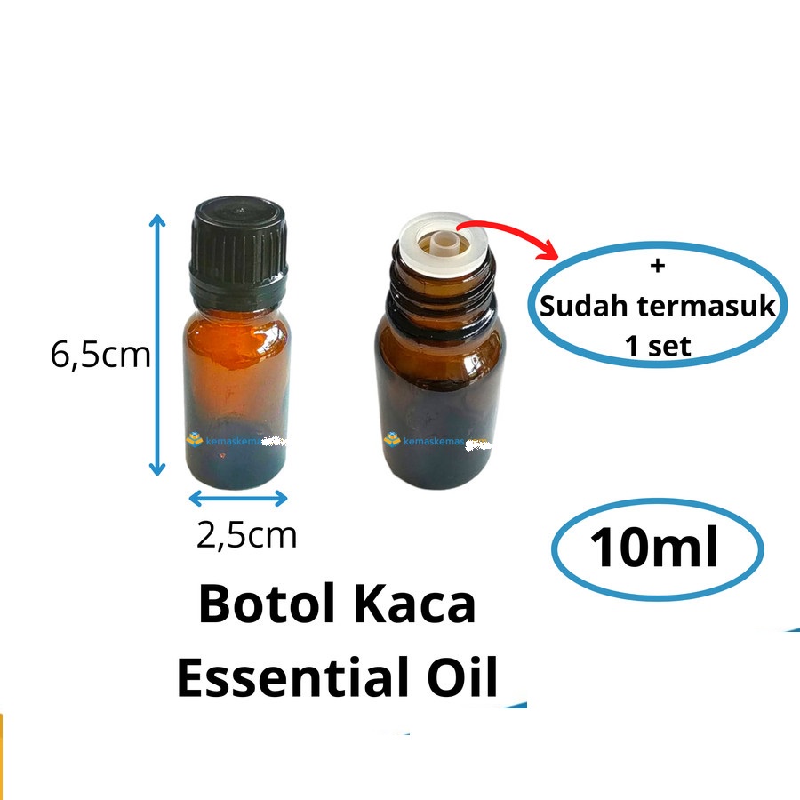 Jual 10ml Botol Kaca Amber Essential Oil + Tutup Ulir Hitam | Shopee ...