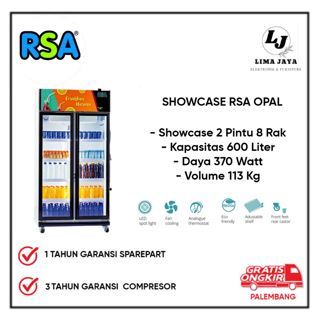 Jual Showcase Cooler 2 Pintu RSA OPAL Lemari Display Cooler RSA 2 Pintu ...