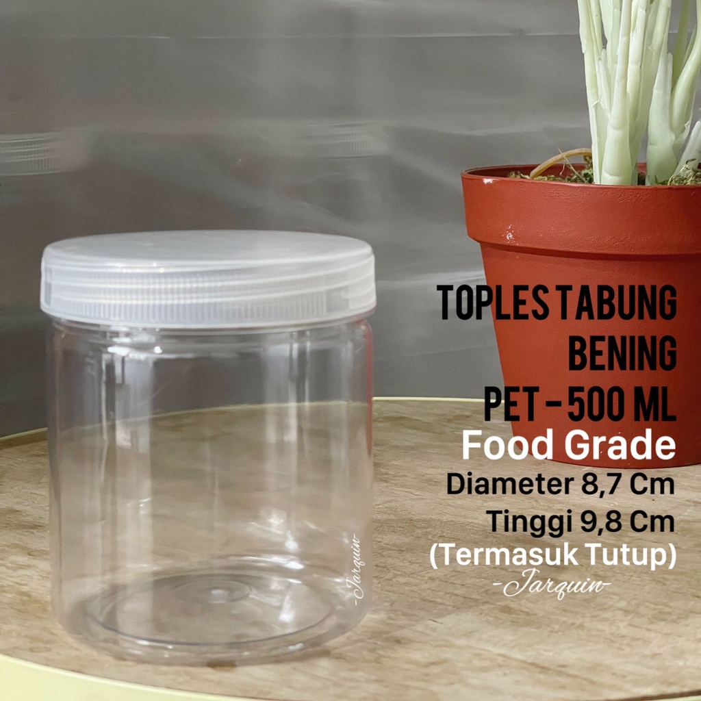 Jual Toples Plastik 500ML - Toples Tabung 500 ML - Tutup Natural Putih ...