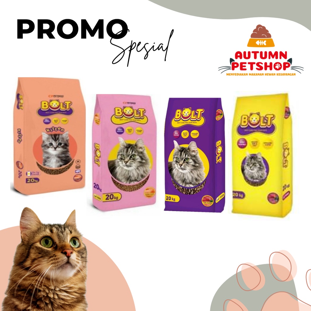 Jual Makanan Kucing Bolt 1kg Tuna/Donat/Salmon Kibbel Ikan/bulat Cat ...