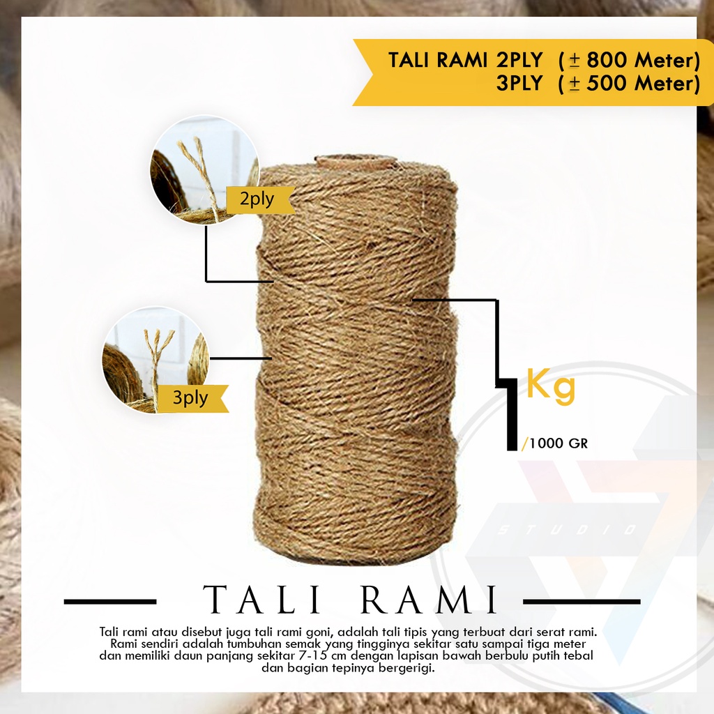 Jual Tali Rami Goni 2ply 800m / 3ply 500m berat 1kg | Shopee Indonesia