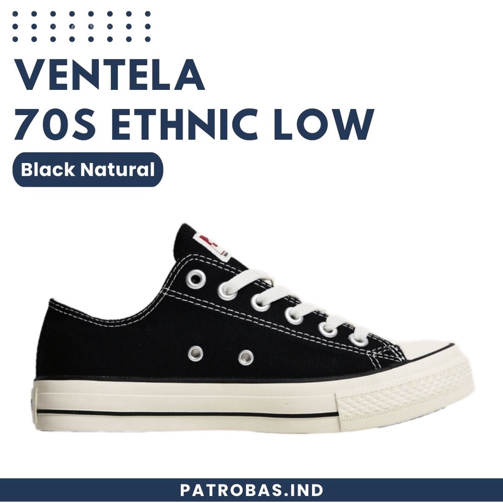 Jual VENTELA 70s Ethnic Low Black Natural Original Sepatu Sneakers Vantela Hitam Putih | Shopee ...
