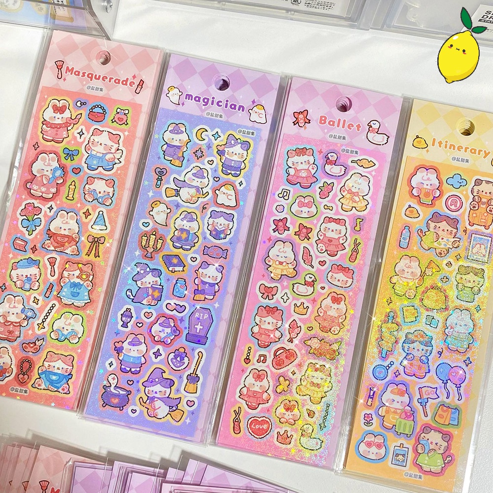Jual Stiker Diary Lucu The Wandering Cat and Rabbit Diary Deco Stickers ...