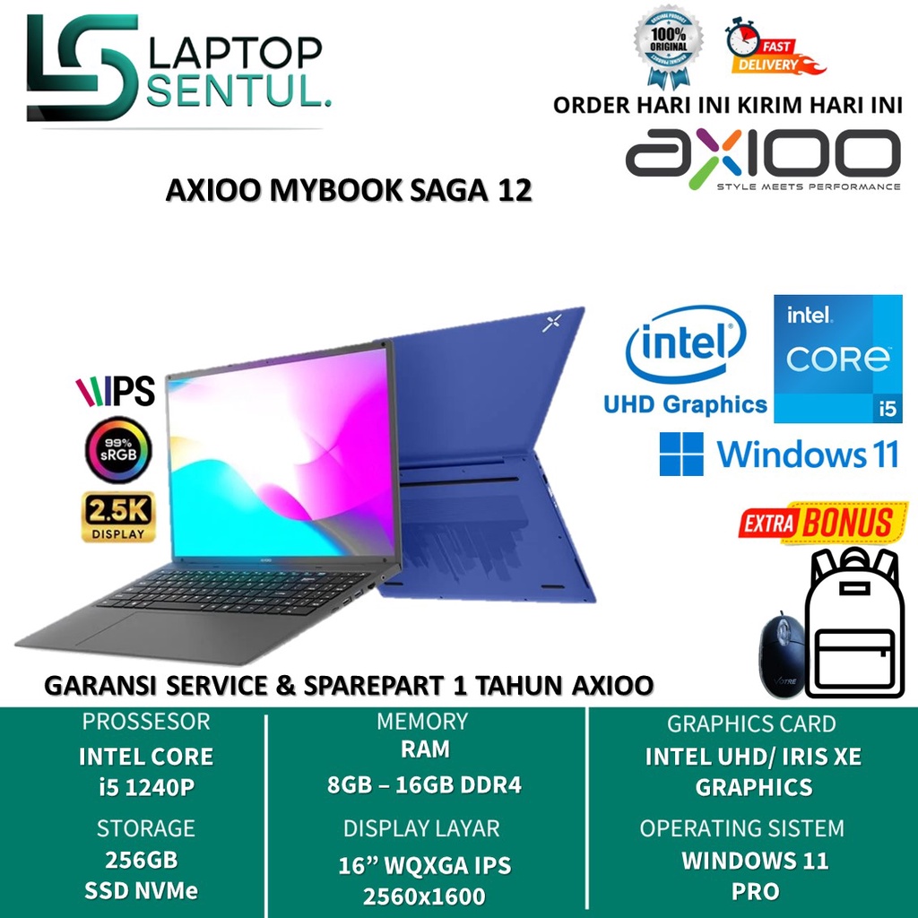 Jual Laptop Murah Axioo Mybook Saga 12 Intel I5 1240P 16GB 256GB SSD ...