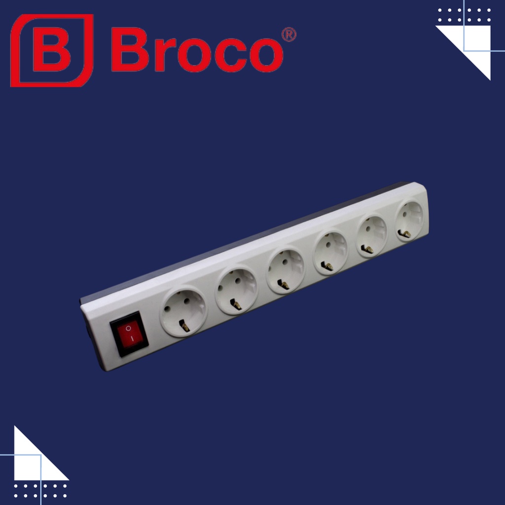 Jual STOP KONTAK TERMINAL COLOKAN BROCO PUTIH LUBANG 6 NCP + SAKLAR ON OFF ADA LAMPU INDIKATOR ...