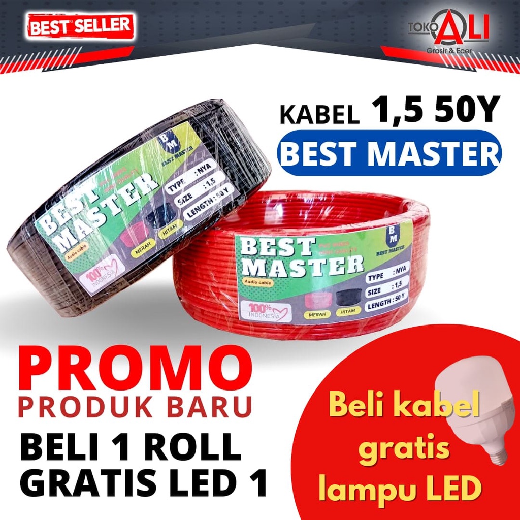 Jual BEST MASTER Kabel Listrik NYA 1.5 50 yard kabel tunggal roll ...