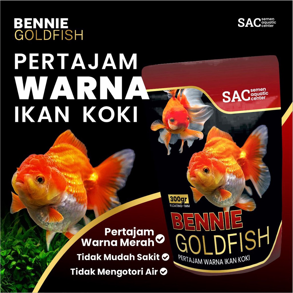 Jual Pakan Pelet Premium Ikan Koki Bennie Gold Fish Untuk Pertajam Warna Merah | Shopee Indonesia