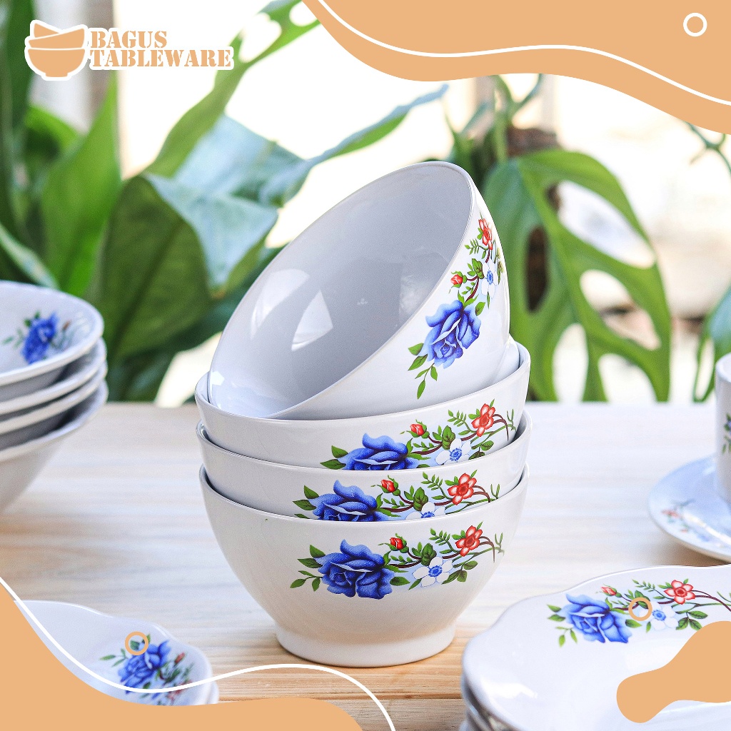 Jual Mangkok Keramik Mini Bunga Biru 12cm | Shopee Indonesia