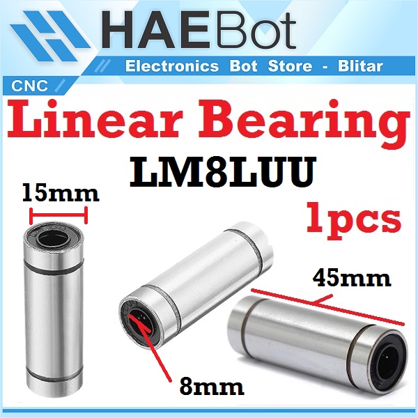Jual [HAEBOT] LM8LUU Linear Motion Bearing Bushing 8mm CNC 3D Printer Mekanik Machine Slider ...