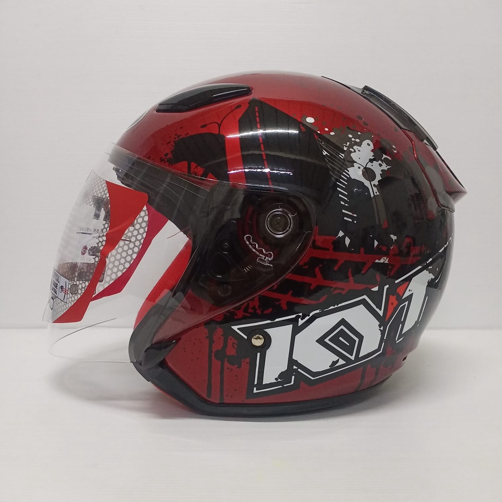 Jual HELM HALF FACE KYT DJ MARU KYT DJMARU MOTIF #10 BLACK RED MAROON | Shopee Indonesia