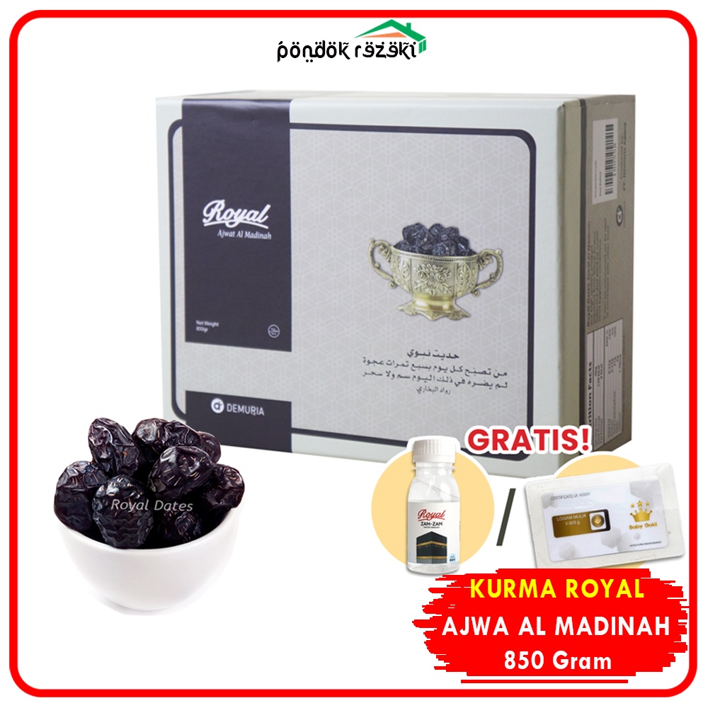 Jual Kurma Royal Ajwa Al-Madinah 850 Gram Premium Kemasan Box - Kurma ...