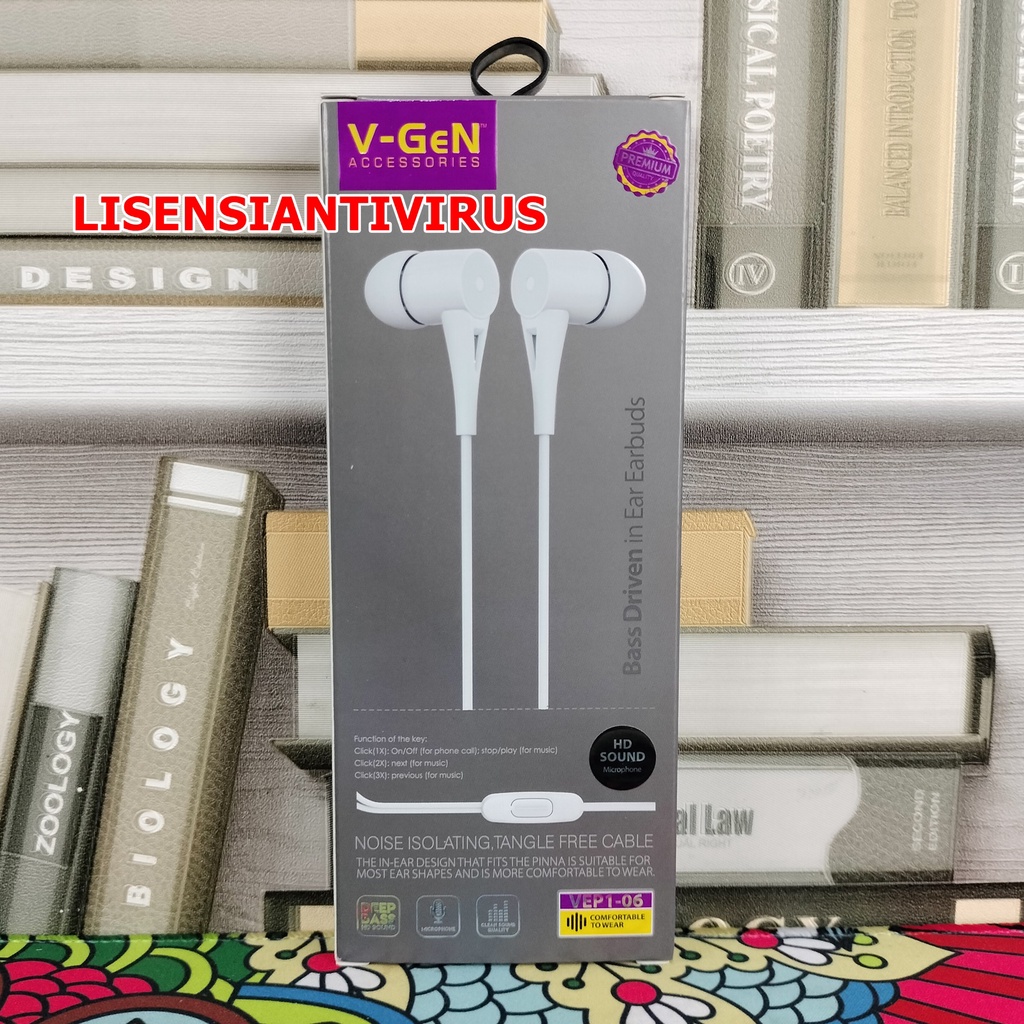 Jual Earphone Vgen V-GeN Headset Extra Bass VEP1-06 Handsfree Original ...