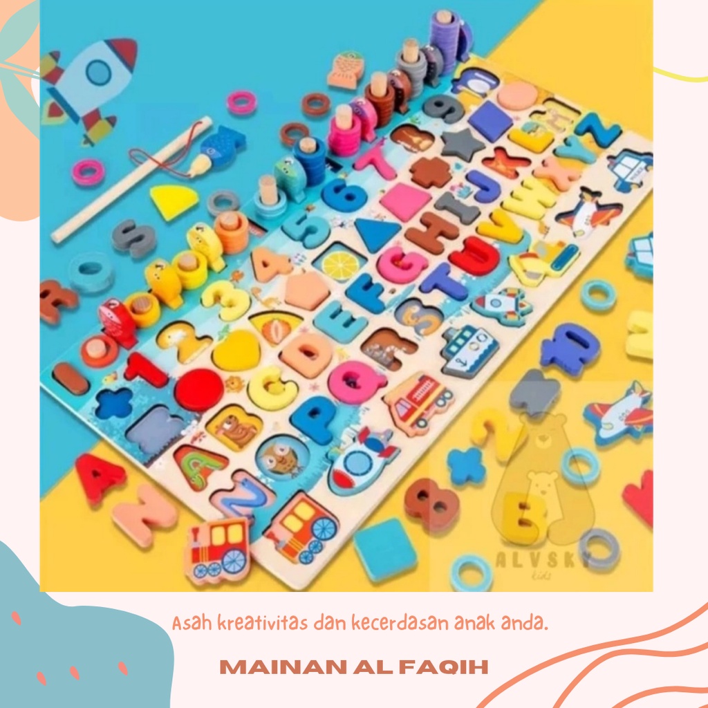 Jual Mainan Edukatif Anak / 7in1 Puzzle Kayu / Mainan Anak Huruf dan ...