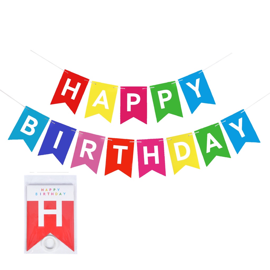 Jual STT Banner Happy Birthday Warna Warni Backdrop Pesta Bendera ...