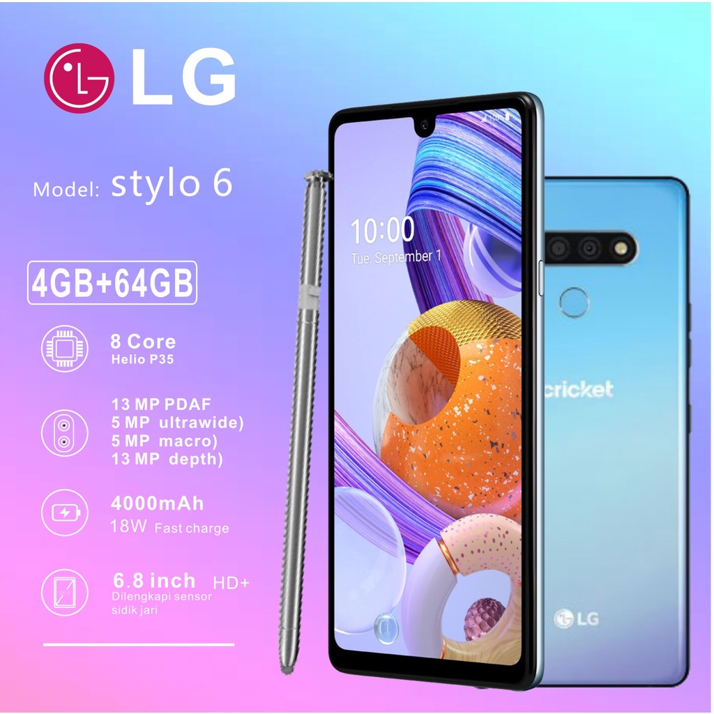 Jual LG stylo 6- Pena kapasitif-4GB/64GB-13MP+13MP+5MP+5MP-type-c ...