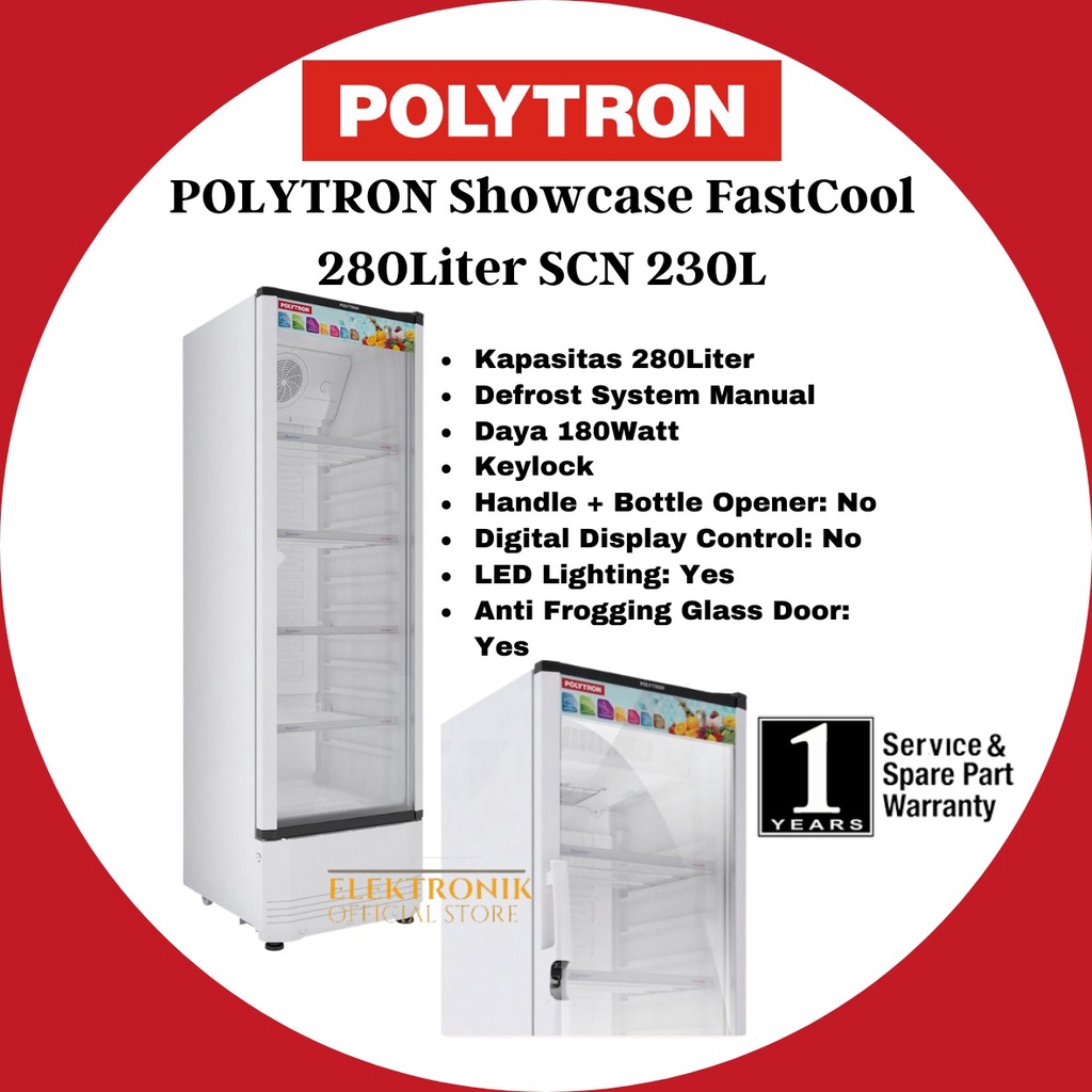 Jual POLYTRON SHOWCASE SCN 230L FAST COOL 280Liter/SCN230L/SCN 230 ...