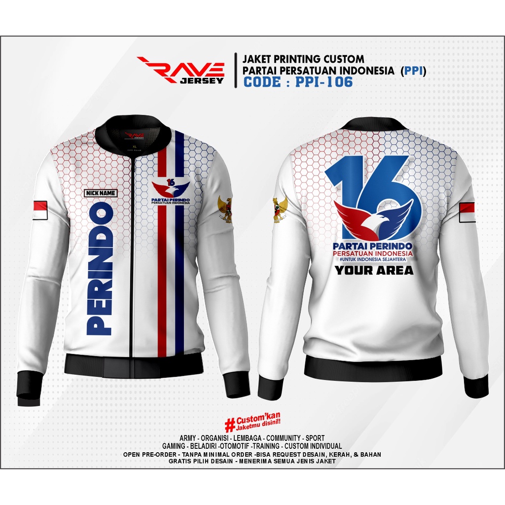 Jual JAKET PARTAI PERINDO SESI 2 FULL PRINTING SUBLIM CUSTOM (DESAIN ...