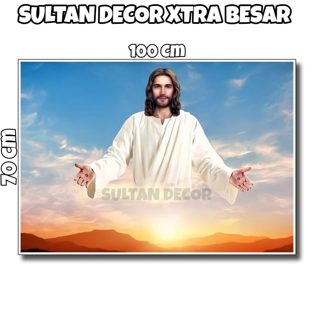 Jual LUKISAN POSTER CETAK YESUS JUMBO XTRA BESAR UKURAN 100X50CM ...