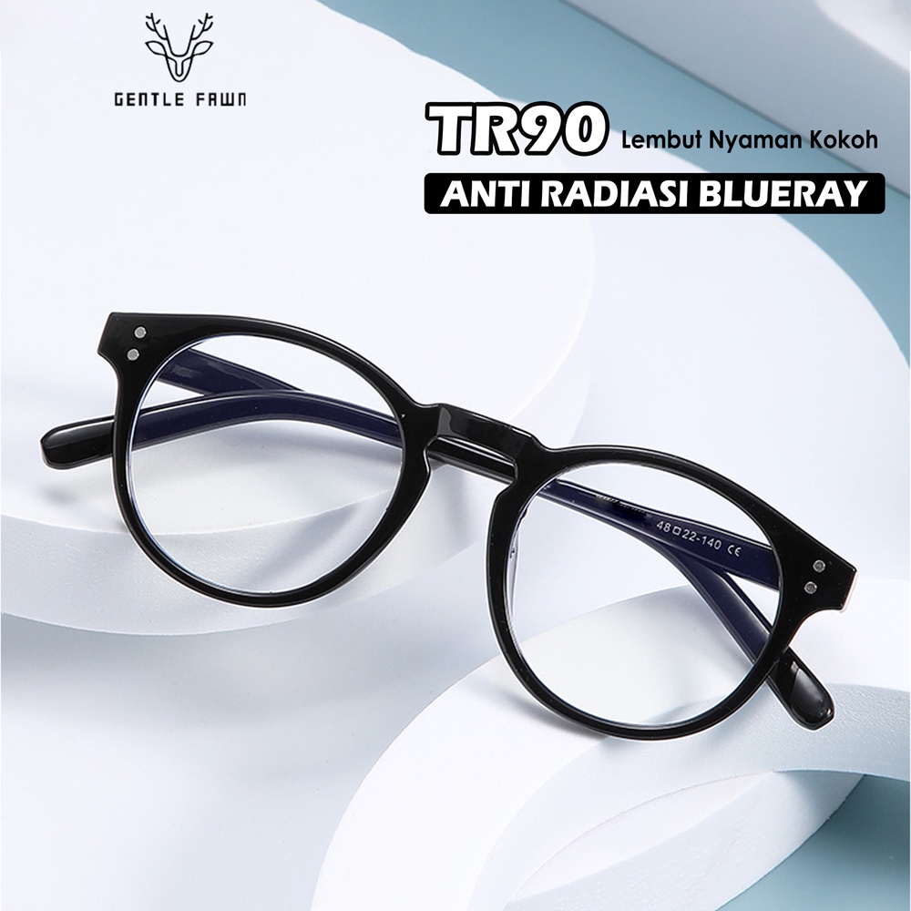 Jual GENTLE FAWN Kacamata Antiradiasi Blueray Model Bulat TR90 Korean Style Simple dan Ringan ...
