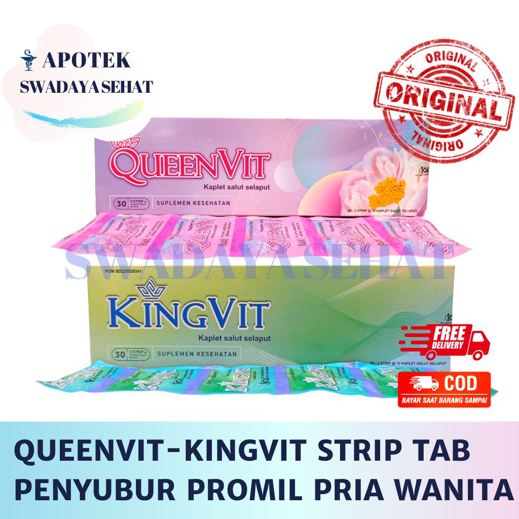 Jual QUEENVIT KINGVIT Strip Tablet Ecer - Promil Program Hamil Pria Wanita Vitamin Multivitamin ...