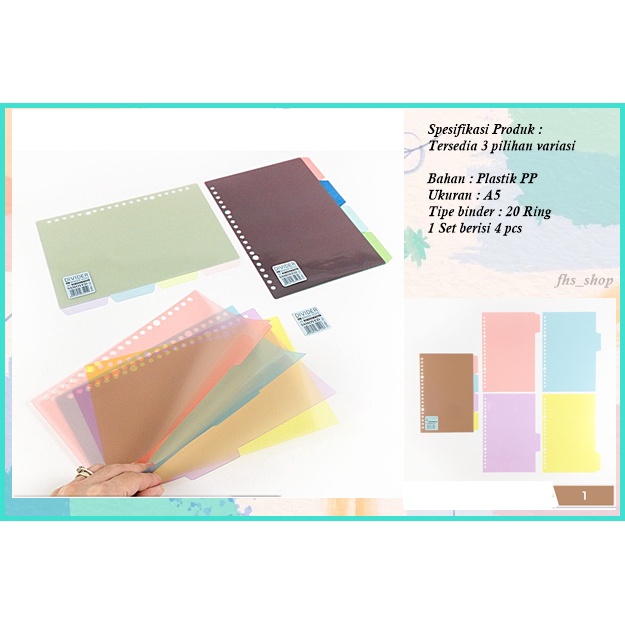 Jual 4 Pcs Pembatas Binder A5 Buku Binder Pastel Divider Plastik Warna ...