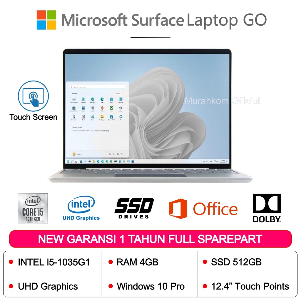 Jual MICROSOFT SURFACE LAPTOP GO CORE i5 1035G1 4GB 512GB SSD Pixel ...