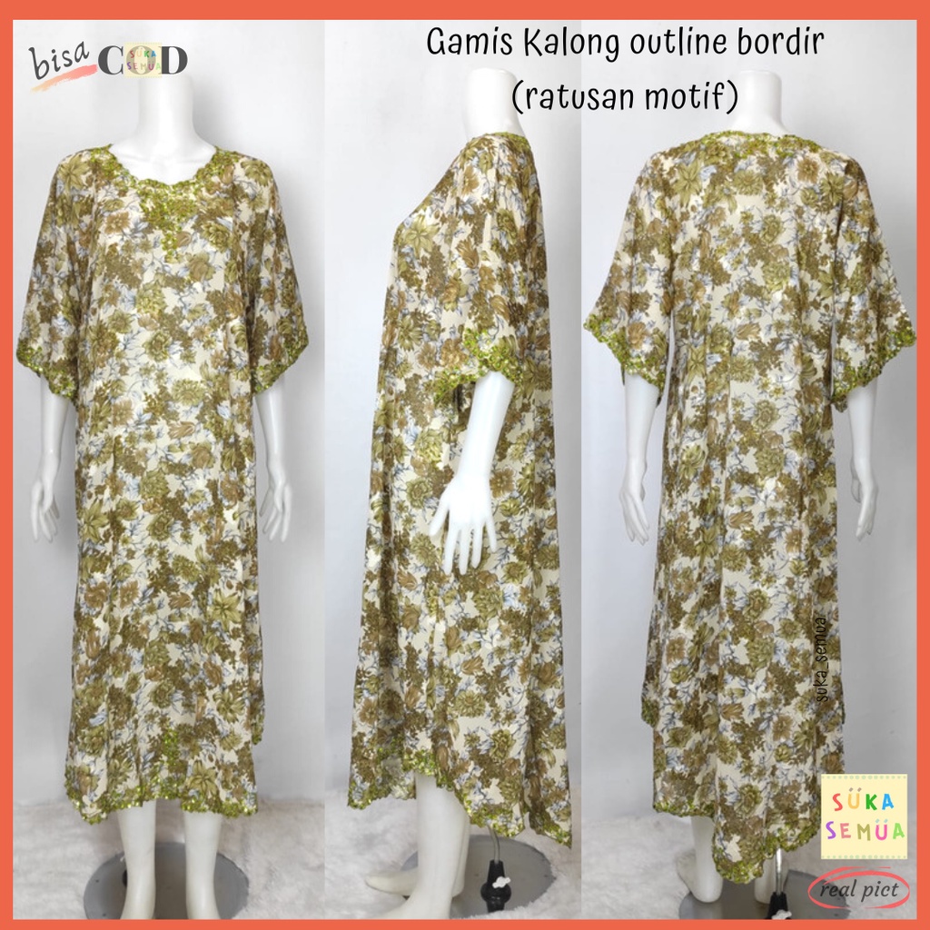 Jual Baju Gamis Kalong Eksklusif - outline bordir // (3) Baju Muslim ...