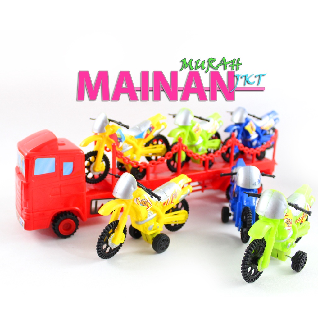 Jual MAINANKEI MAINAN ANAK MURAH MOBIL TRUCK PENGANGKUT MOTOR BALAP ...