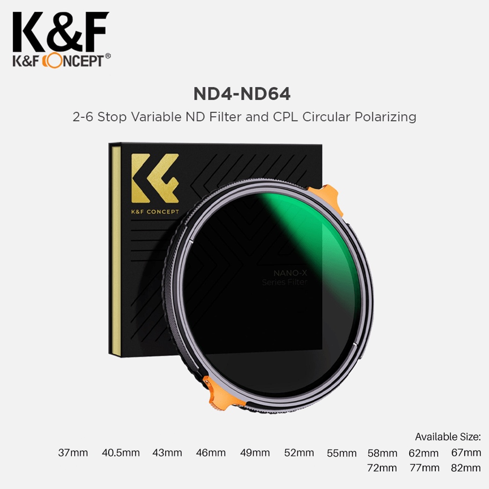 Jual K&F Concept Lens Filter Nano-X Variable Fader ND4-64 + CPL Filter - Variant Size | Shopee ...