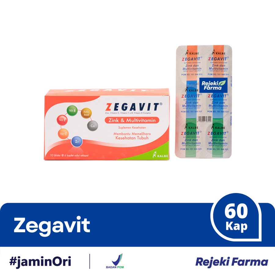 Jual ZEGAVIT Multivitamin dan Zink / Zinc Per 1 Box isi 60 Tablet ...
