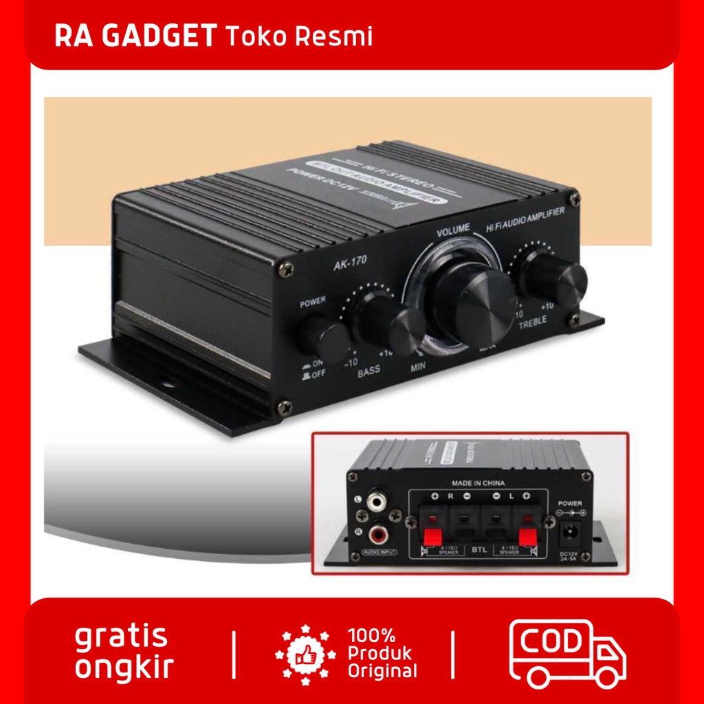 Jual Lepy Hi-Fi Mini Stereo Car Amplifier Speaker Treble Bass Booster ...