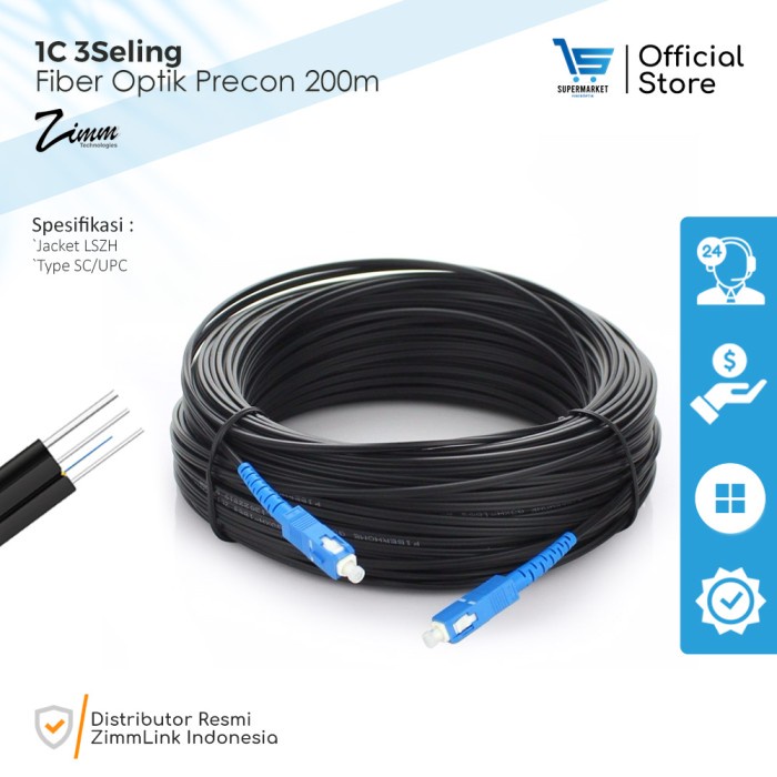 Jual Kabel Fiber Optic SC UPC Precon 200M Dropcore 1C 200 Meter Drop Core | Shopee Indonesia