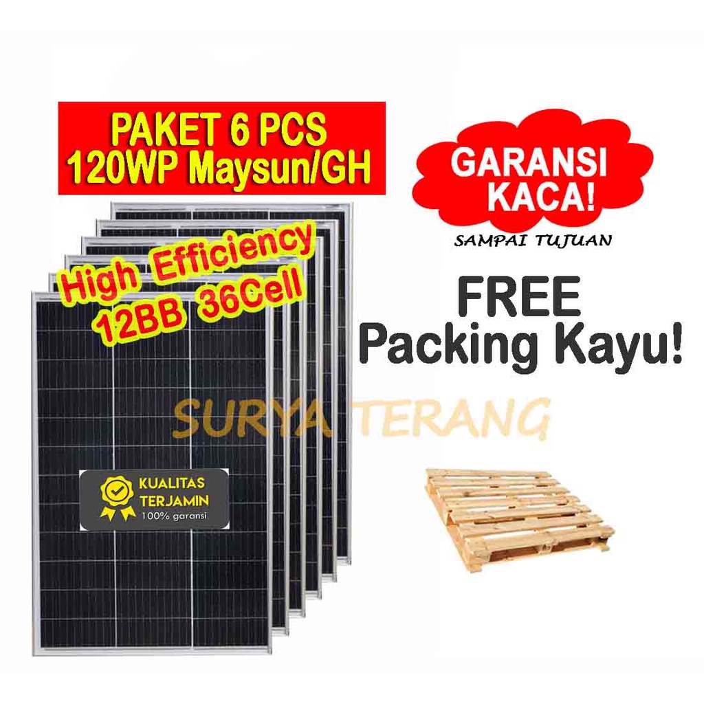 Jual Paket 6pcs Solar Panel Surya 120wp Mono Free Packing Kayu | Shopee ...