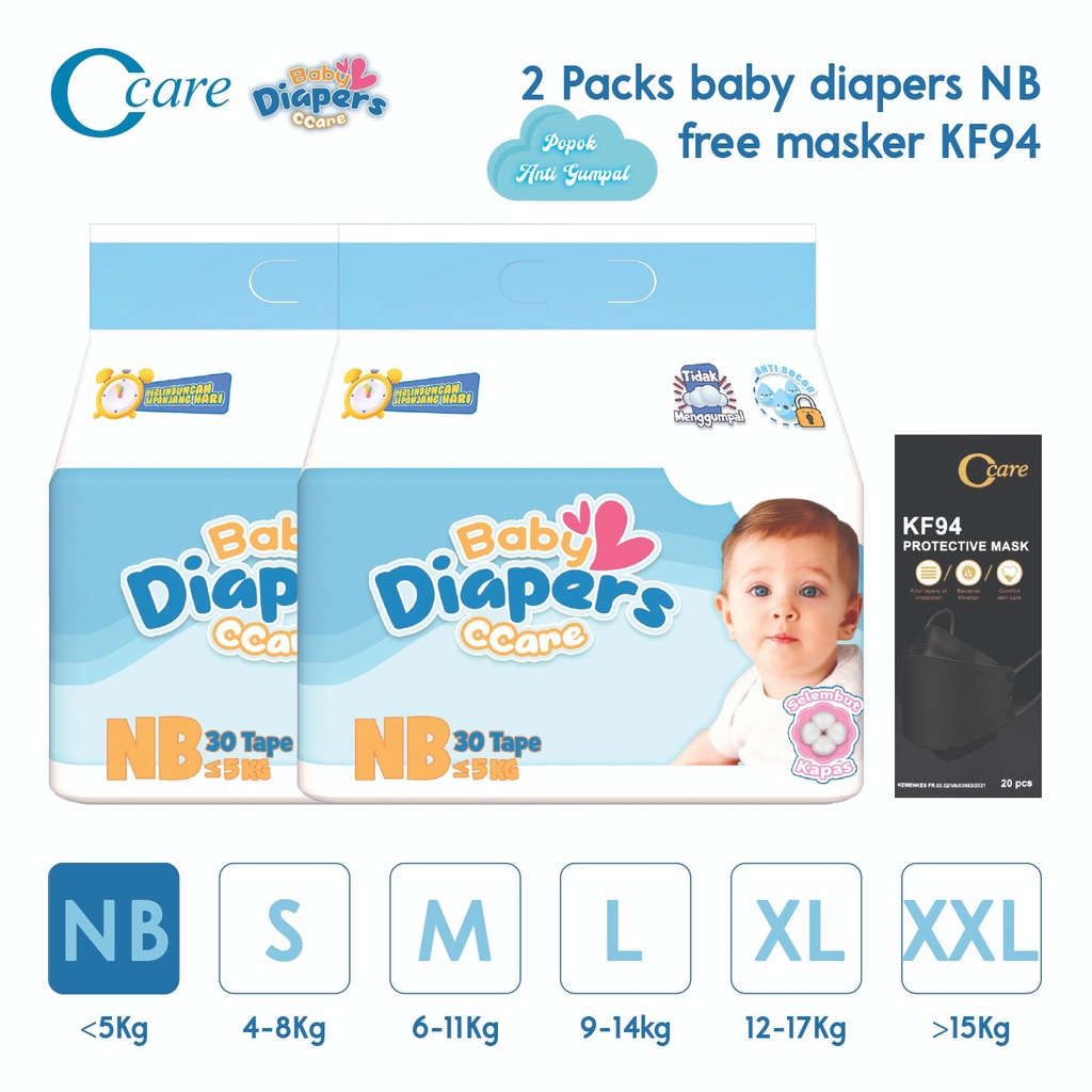 Jual CCARE SAP DIAPERS SLIM ISI 2 PACK Free Masker[ ISI 2 PACK CCARE ...