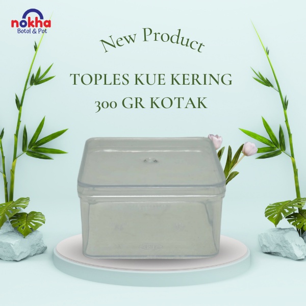 Jual Toples Kue Kering 300 Gr Bening Kotak Bening Toples Makanan Kotak ...