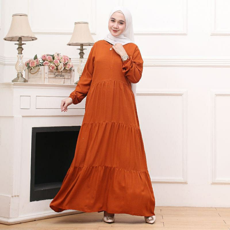 Jual Hanum dress premium /dress polos /dress busui /gamis busui/ dress rayon/All Size | Shopee ...