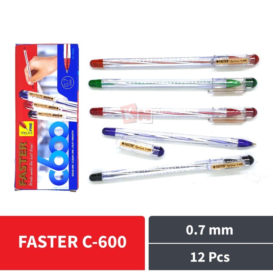 Jual Pulpen / Ballpoint Faster C600 Hitam / Biru / Merah " | Shopee ...