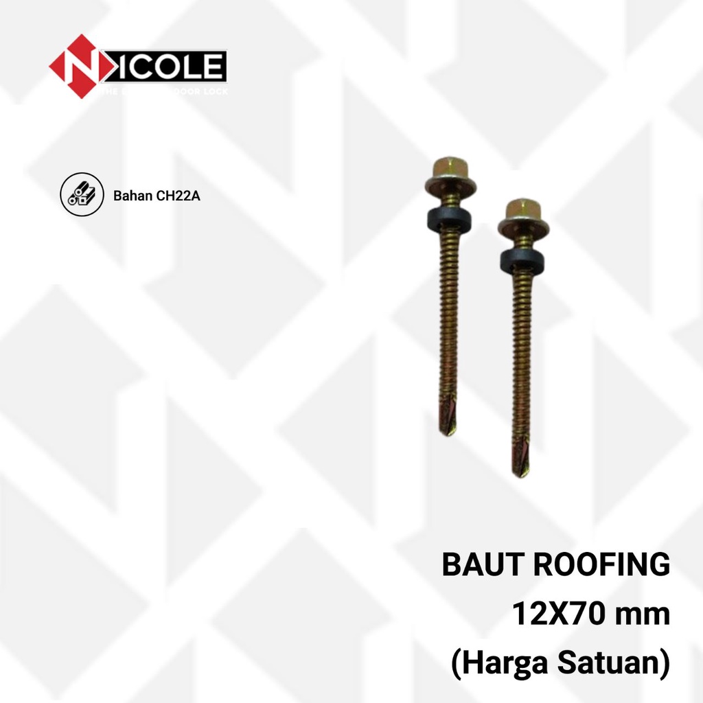 Jual Sekrup roofing kuning 12x70 / Baut baja ringan 12x70 7cm | Shopee Indonesia